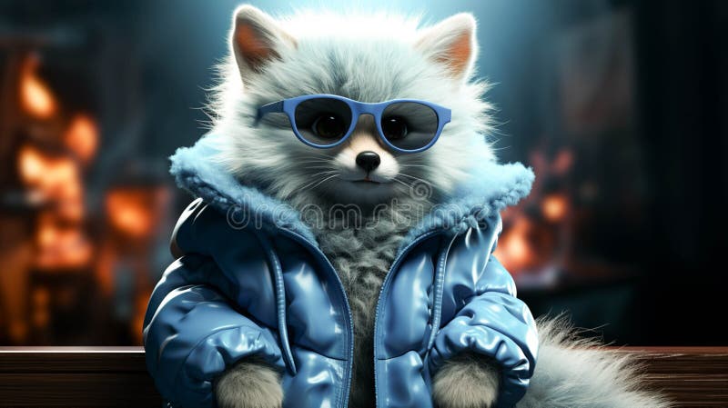 A Cartoon Animal with a Blue Fur Coat Stock Illustration - Illustration ...