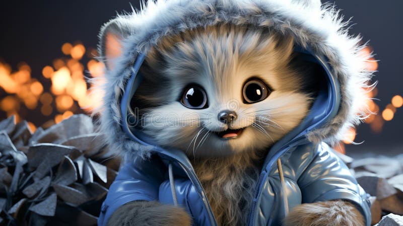 A Cartoon Animal with a Blue Fur Coat Stock Illustration - Illustration ...