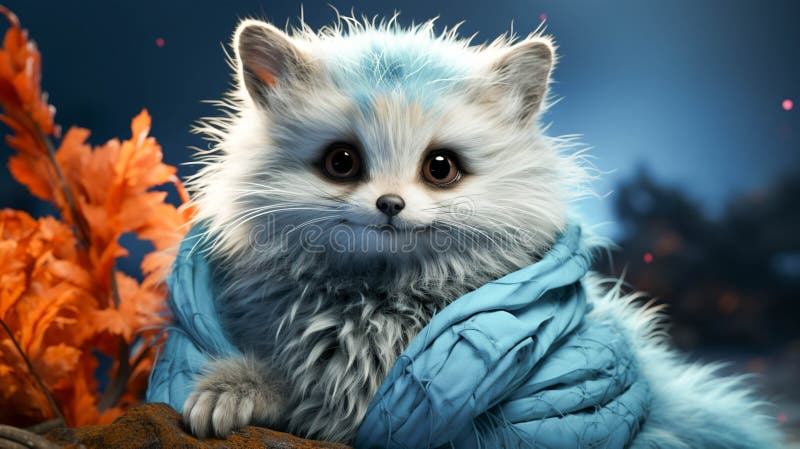 A Cartoon Animal with a Blue Fur Coat Stock Illustration - Illustration ...