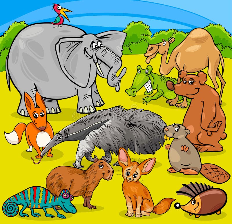 Cartoon Animal Characters Group Stock Vector - Illustration of ...