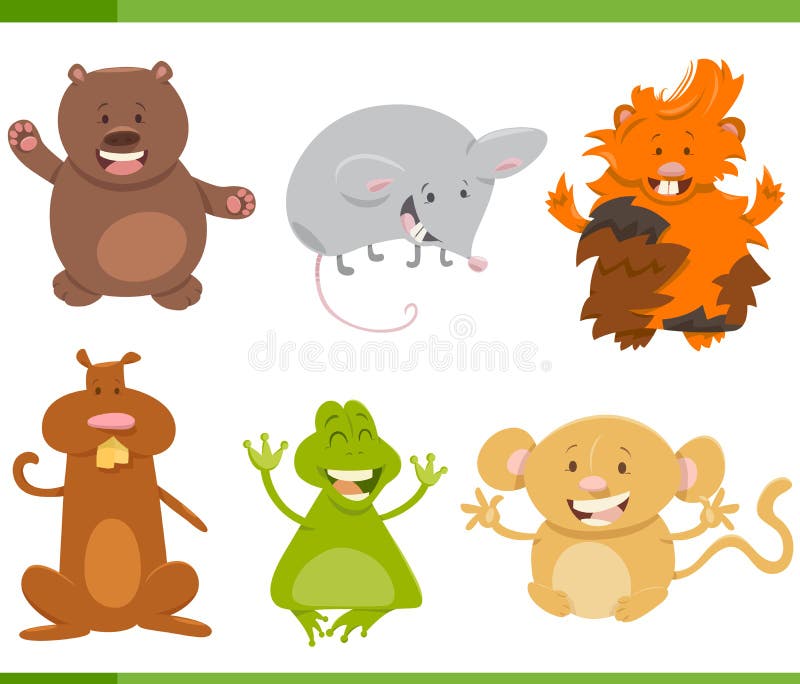 Cartoon Animal Characters Set Stock Vector - Illustration of happy ...