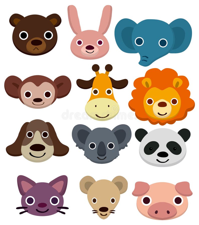 Cartoon animal head icon stock vector. Illustration of mascot - 33236443