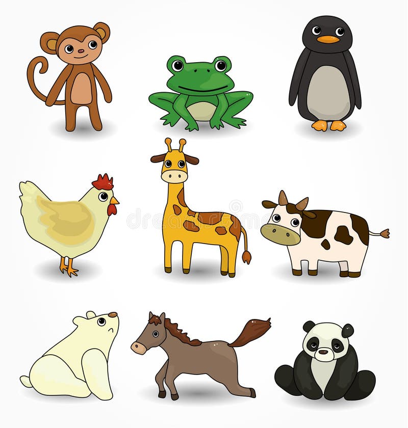 Cartoon animal icons set stock vector. Illustration of isolated - 20344380