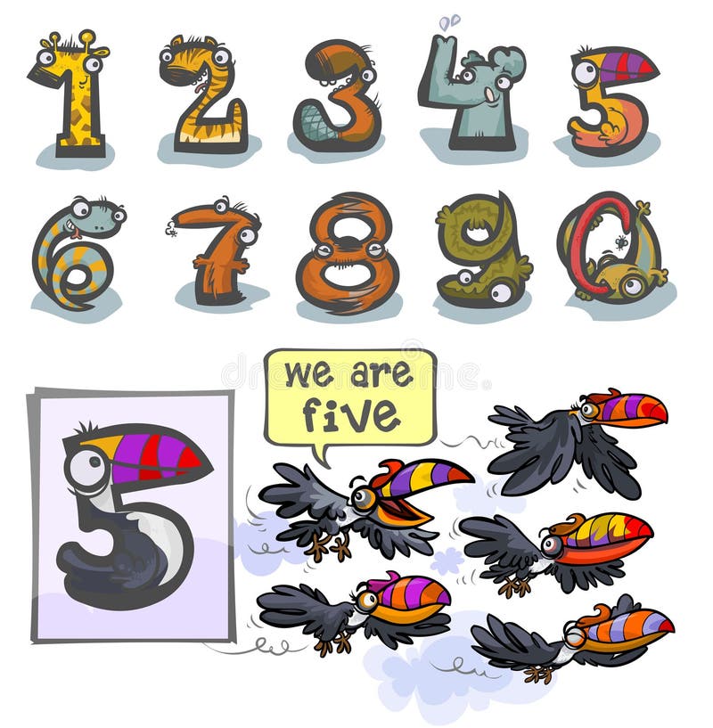 Cartoon Animal Number Five. Stock Illustration - Image: 47729460