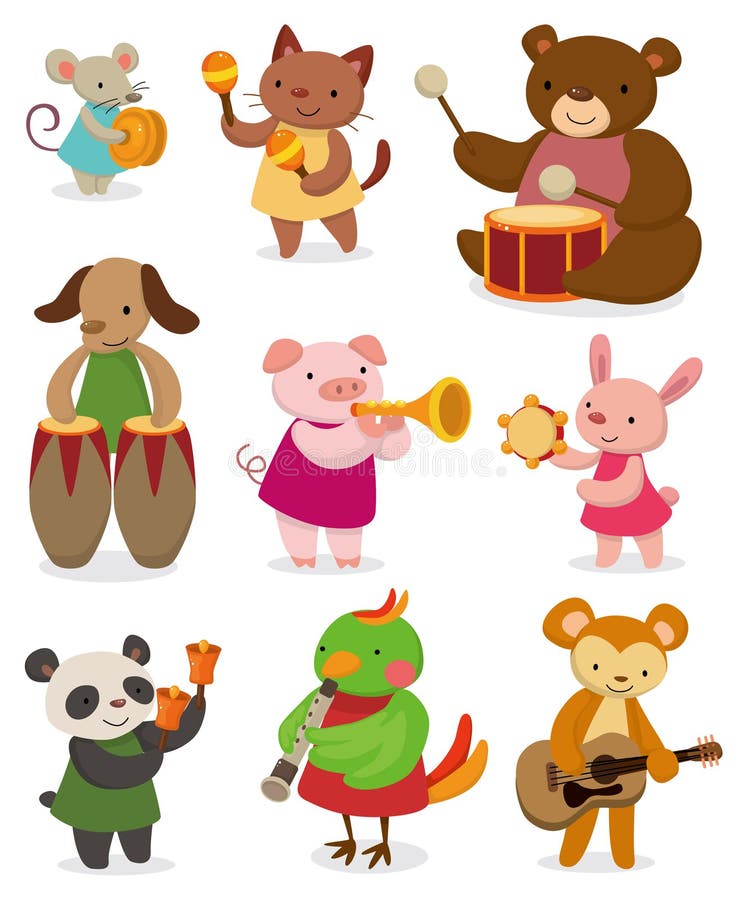 Animals Playing Instruments Stock Illustration - Illustration of ...
