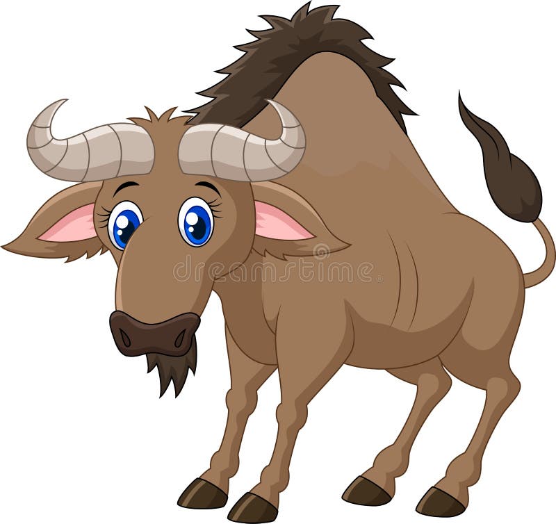 Cartoon animal wildebeest stock vector. Illustration of mascot - 53892463