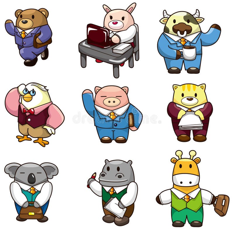 Cartoon animal worker icon stock vector. Illustration of hippo - 18731874