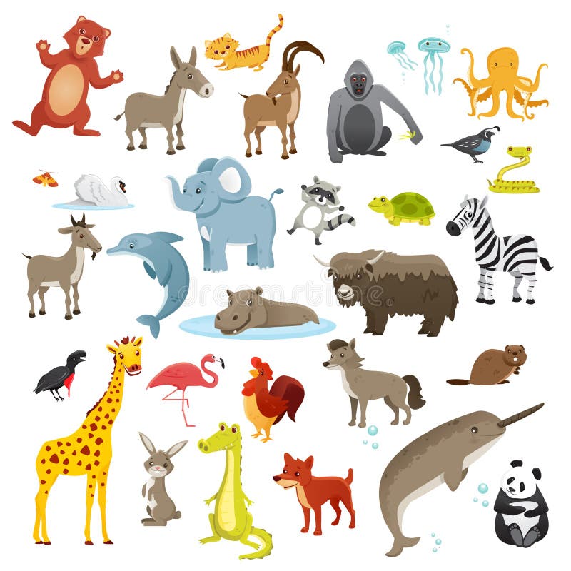 Cartoon animals collection stock vector. Illustration of gorilla ...