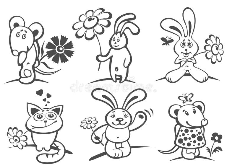 Black White Clip Art Group Flowers Stock Illustrations 96 Black White Clip Art Group Flowers