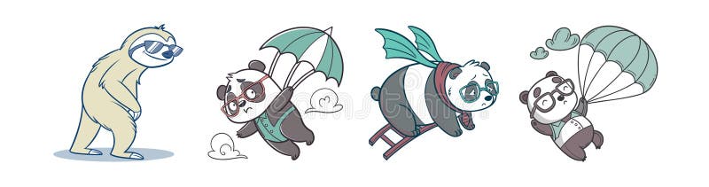 Cartoon Animals Flying Adventures in the Sky Stock Vector ...