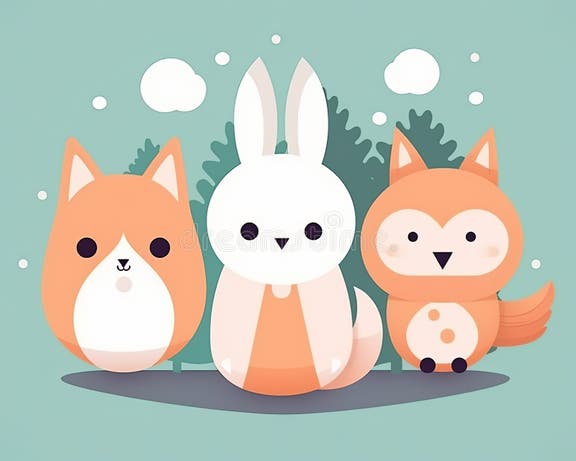 Cartoon Animals Fox Rabbit Rabbit Fox Rabbit Fox Rabbit Fox Rabbit Fox ...