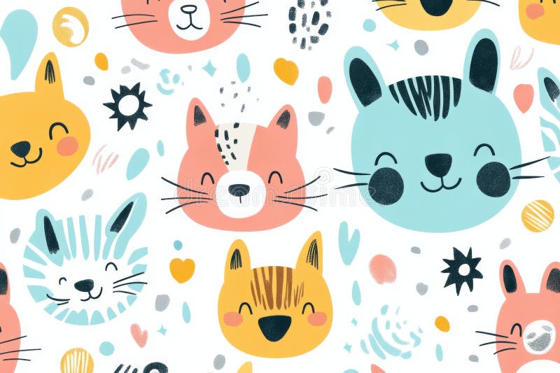 Cartoon Animals and Fun Shapes Feature in this Seamless, Playful and ...