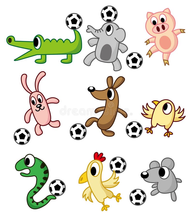 Cartoon Animals Play Soccer Stock Vector - Illustration of cartoon ...