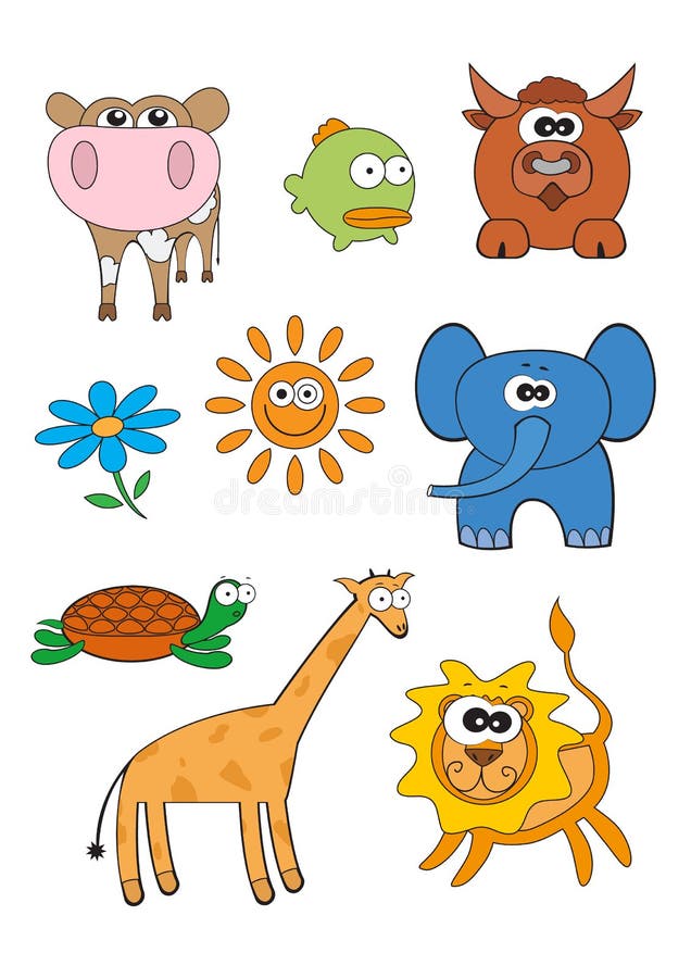 Cartoon Animals Vector Set stock vector. Illustration of cartoon ...