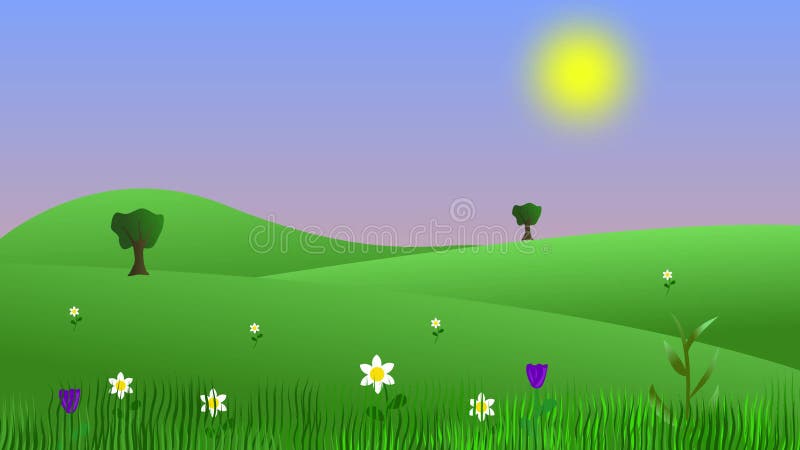 Cartoon Animated Spring Nature Landscape Stock Video - Video of pasture ...