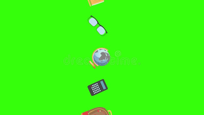 Cartoon Animation of Back To School Object Elements on Green Screen ...