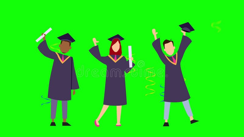 Cartoon Animation of Graduating Students Throwing Caps in the Air ...