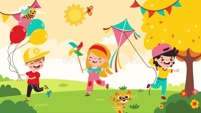 Cartoon Animation of Kids Playing at Nature Stock Video - Video of camp ...