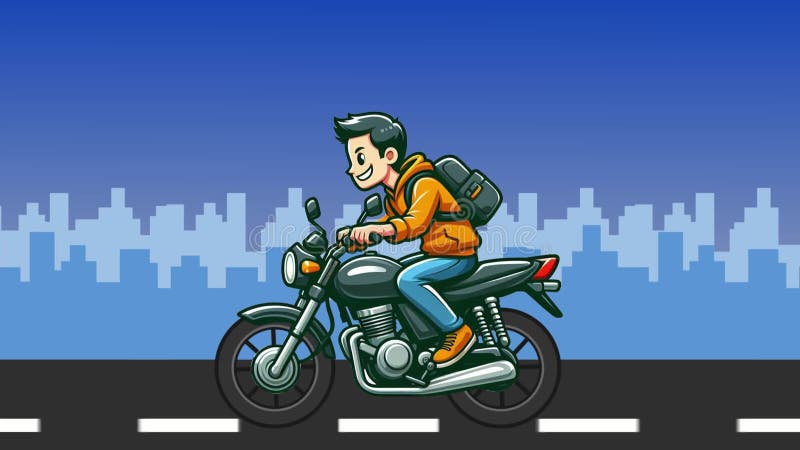 Cartoon Animation of Man Riding Motorcycle Stock Footage - Video of ...