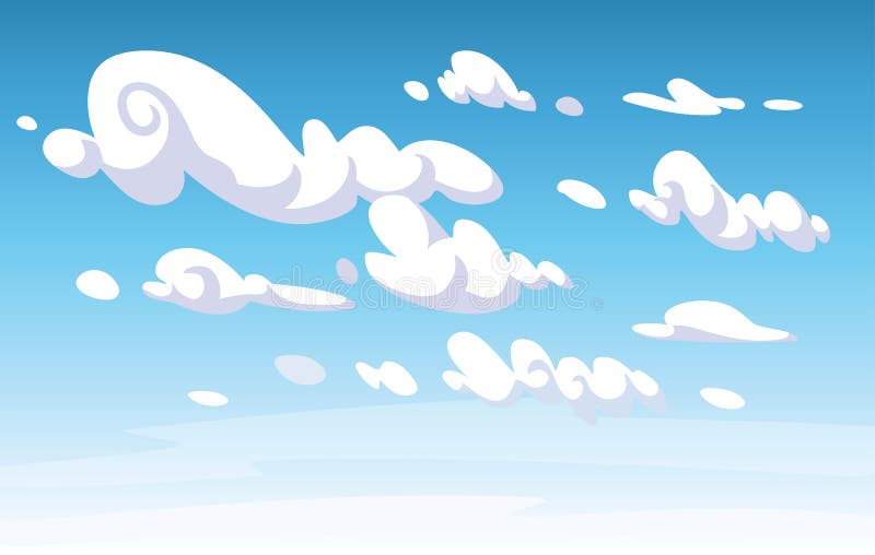 Cartoon Animation Style Blue Sky with Clouds Stock Illustration ...