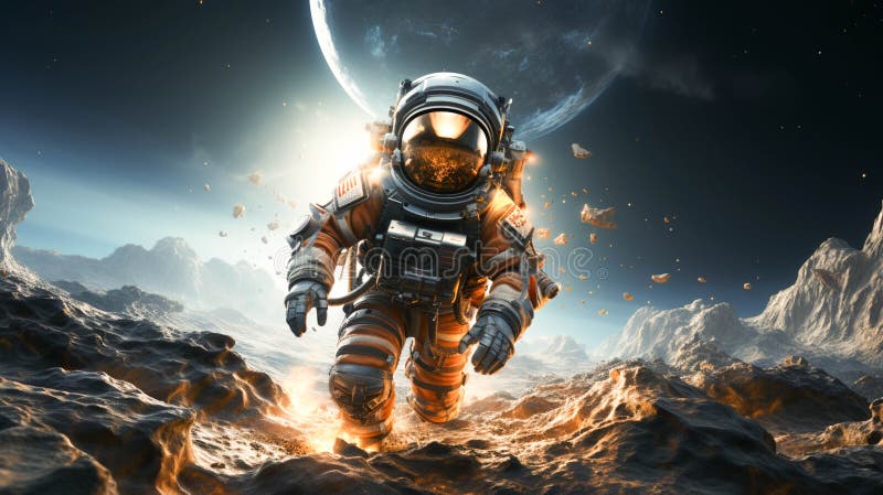 Cartoon Anime Space Traveling Astronaut Floating Gravity Stock ...