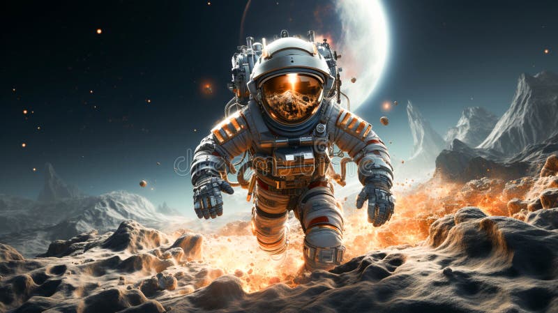 Cartoon Anime Space Traveling Astronaut Floating Gravity Stock ...