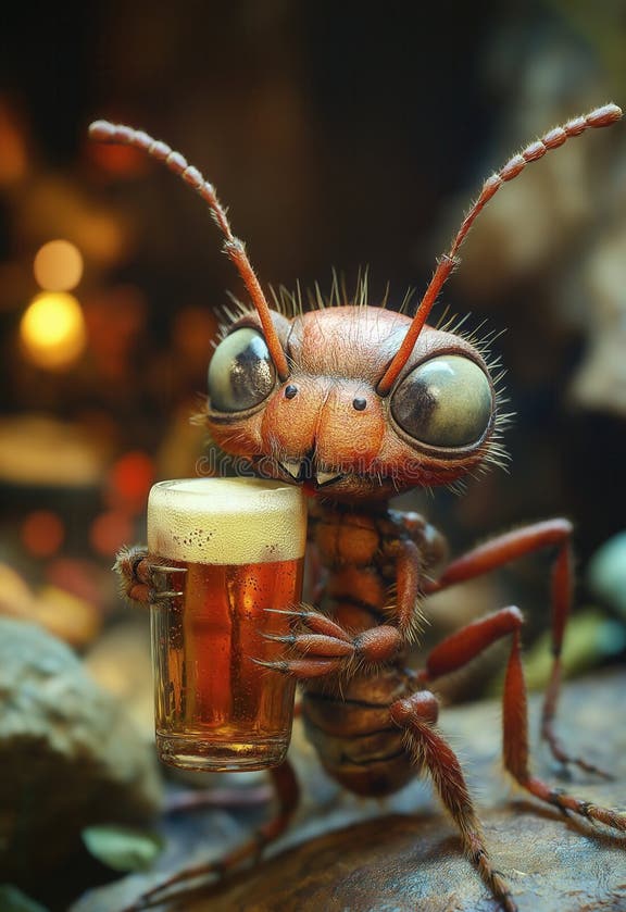 A Cartoon Ant Drinks Fresh Beer. Stock Photo - Image of scene ...