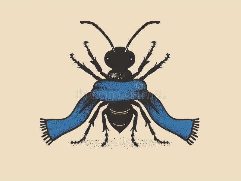 A Cartoon Ant Wearing a Blue Scarf Stock Illustration - Illustration of ...