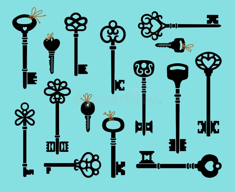 Cartoon antique keys stock vector. Illustration of house - 214638520