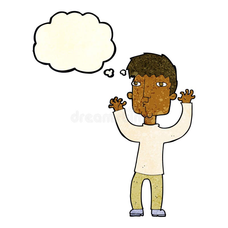 Cartoon Anxious Man with Thought Bubble Stock Illustration ...