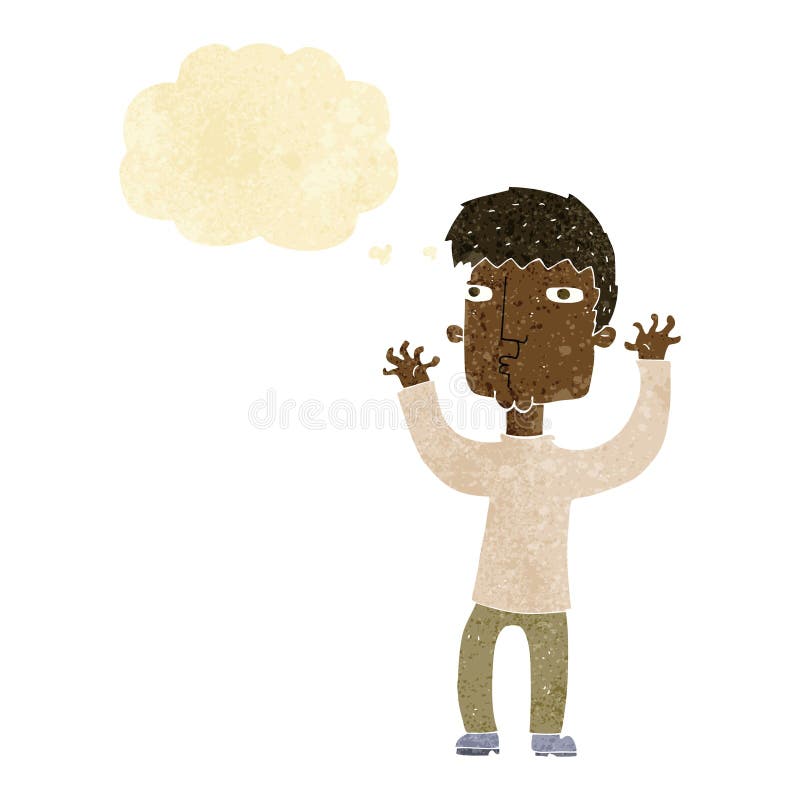 Cartoon Anxious Man with Thought Bubble Stock Illustration ...