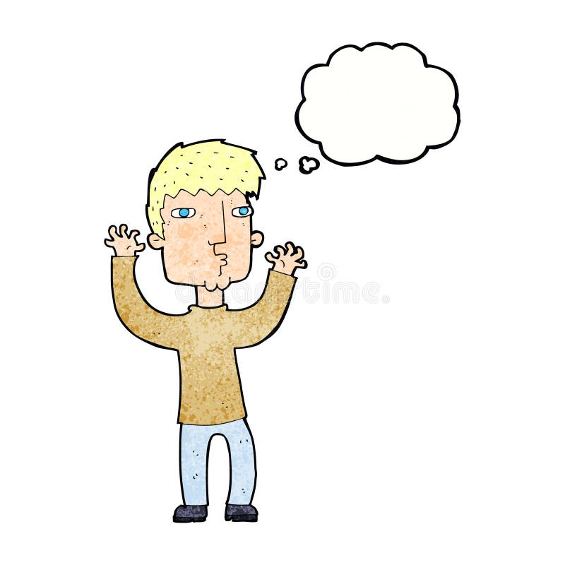 Cartoon Anxious Man with Thought Bubble Stock Illustration ...