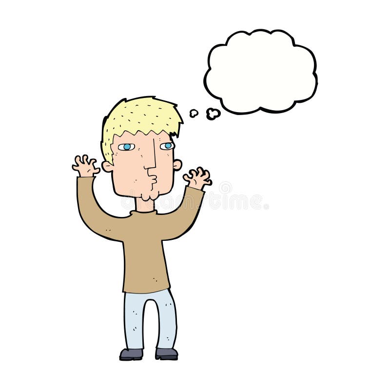 Cartoon Anxious Man with Thought Bubble Stock Illustration ...