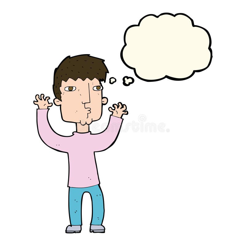 Cartoon Anxious Man with Thought Bubble Stock Illustration ...