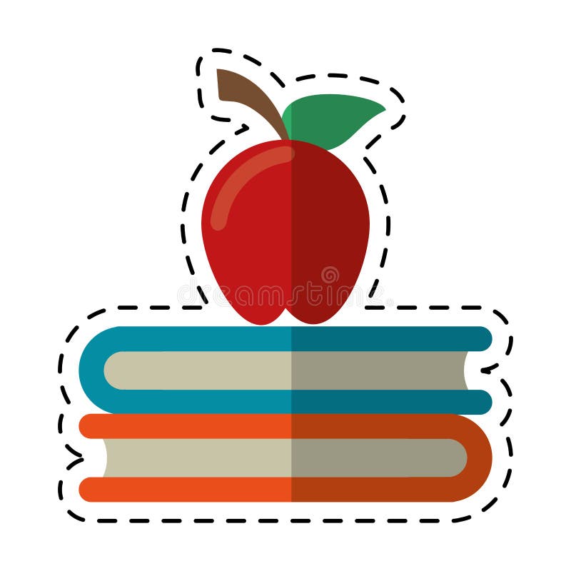 Cartoon Apple Book School Symbol Stock Vector - Illustration of note ...