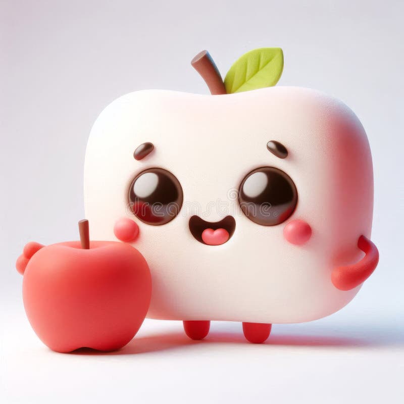 Cartoon Apple Holding a Real Apple Stock Photo - Image of health ...