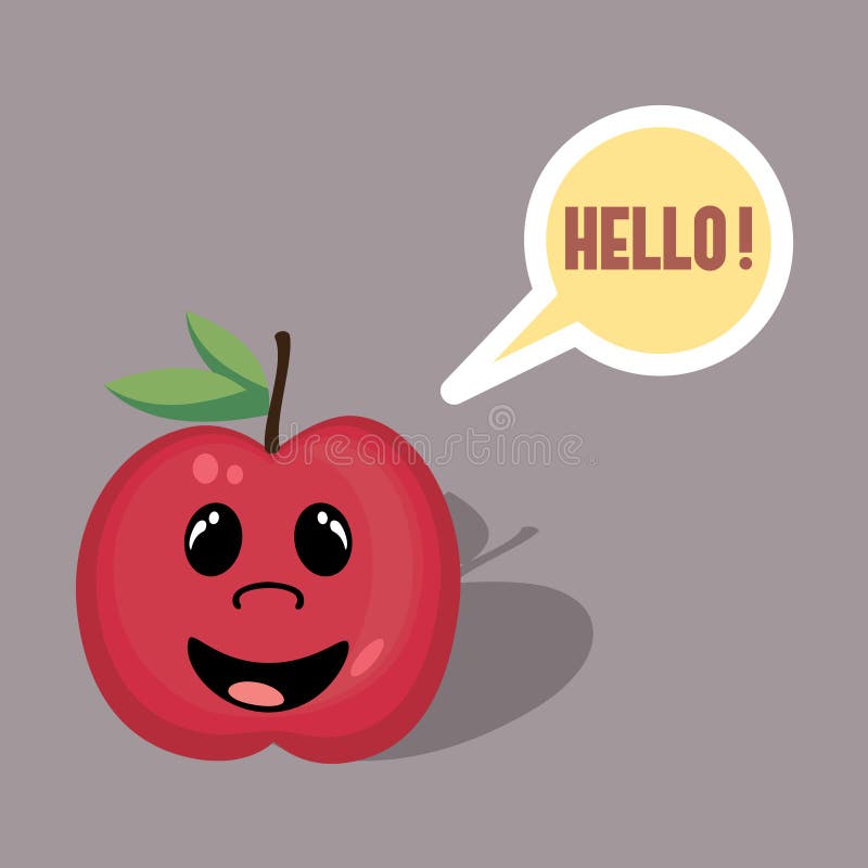 Cartoon apple saying hello stock vector. Illustration of character ...