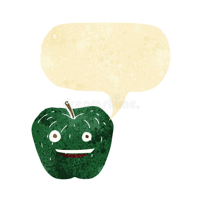 Cartoon Apple with Speech Bubble Stock Illustration - Illustration of ...