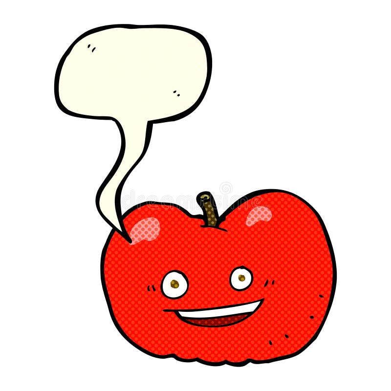 Cartoon Apple with Speech Bubble Stock Illustration - Illustration of ...