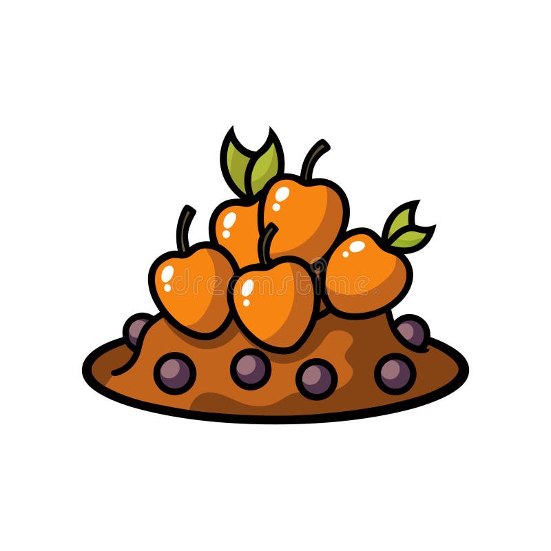 Cartoon Apple Tart Dessert with Berries Illustration Stock Illustration ...