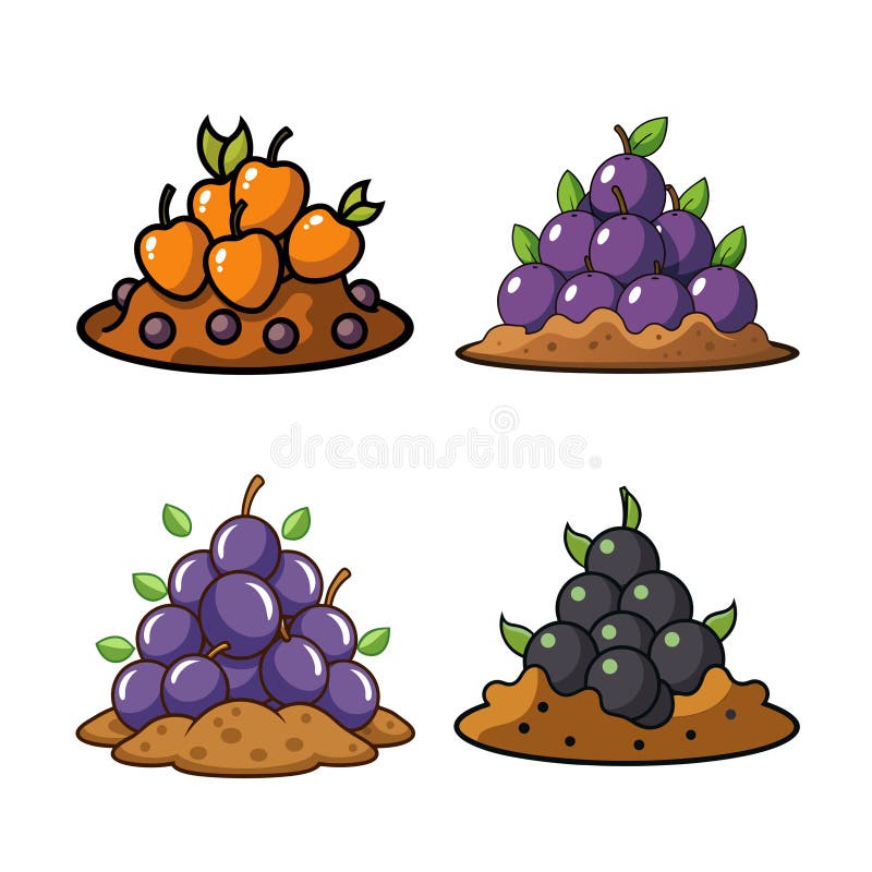 Cartoon Apple Tart Dessert with Berries Illustration Stock Vector ...