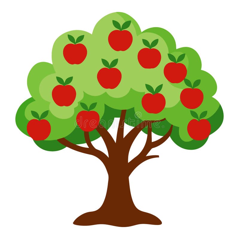 Cartoon Apple Tree with Red Apples Illustration Stock Illustration ...