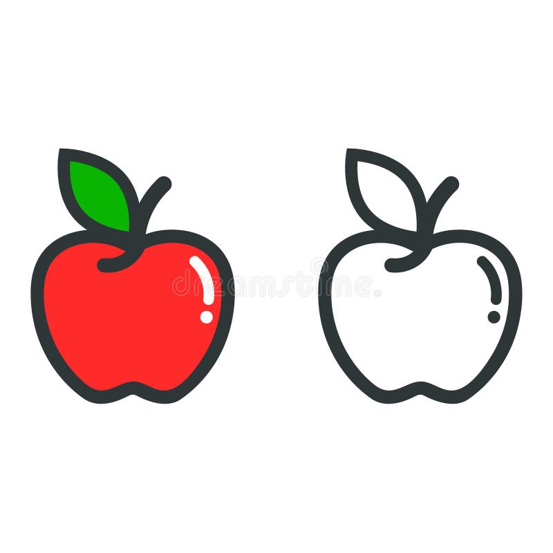 Cartoon Apple Vector and Apple Outline Stock Vector - Illustration of ...