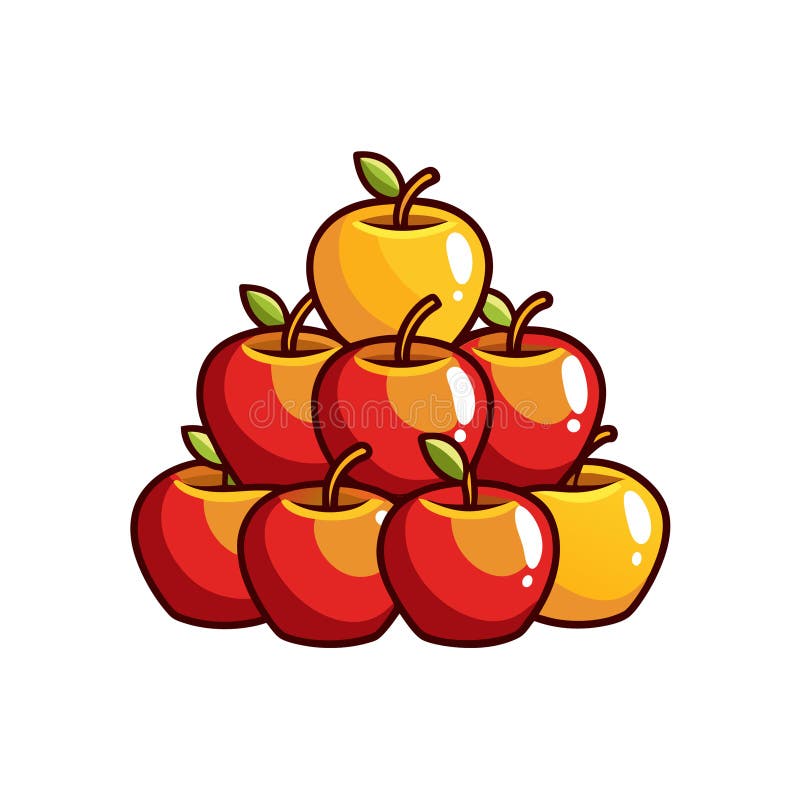 Cartoon Apples Stack in a Pyramid Shape Stock Illustration ...