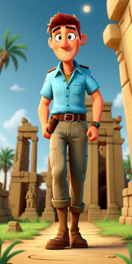 A Cartoon Archaeologist Revealing the Secrets Stock Illustration ...