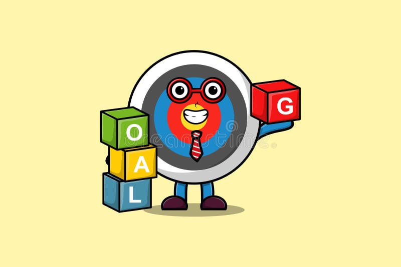 Cartoon Archery Target Businessman Stack Goal Box Stock Vector ...