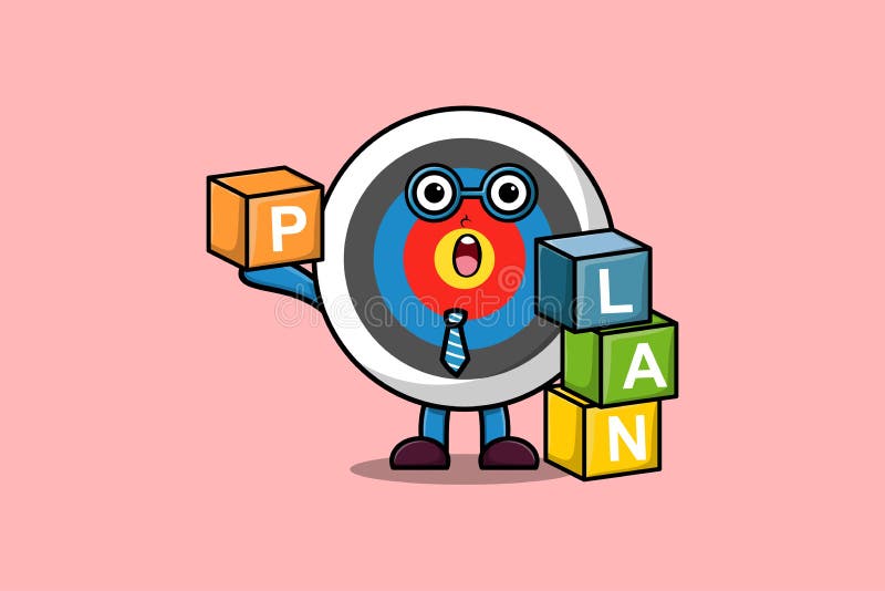Cartoon Archery Target Businessman Stack Plan Box Stock Vector ...