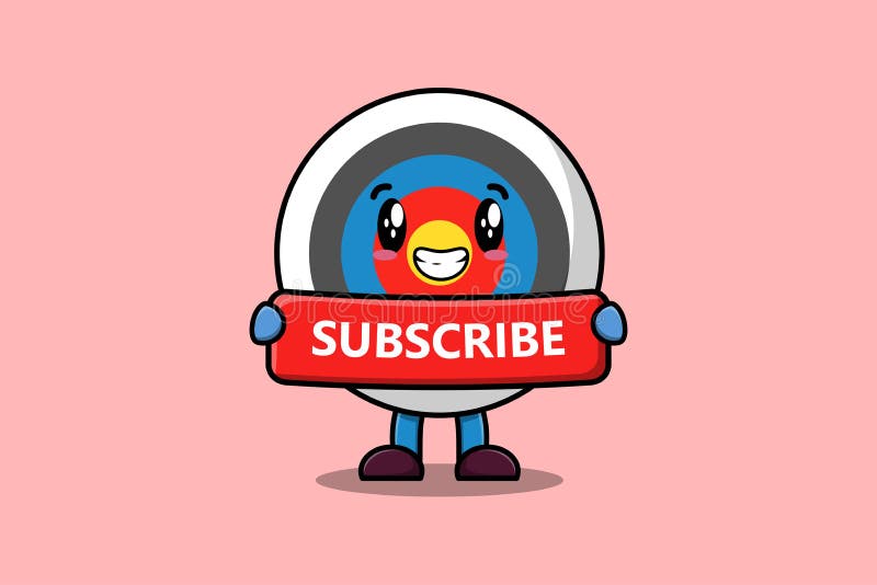 Cartoon Archery Target Holding Red Subscribe Board Stock Vector ...