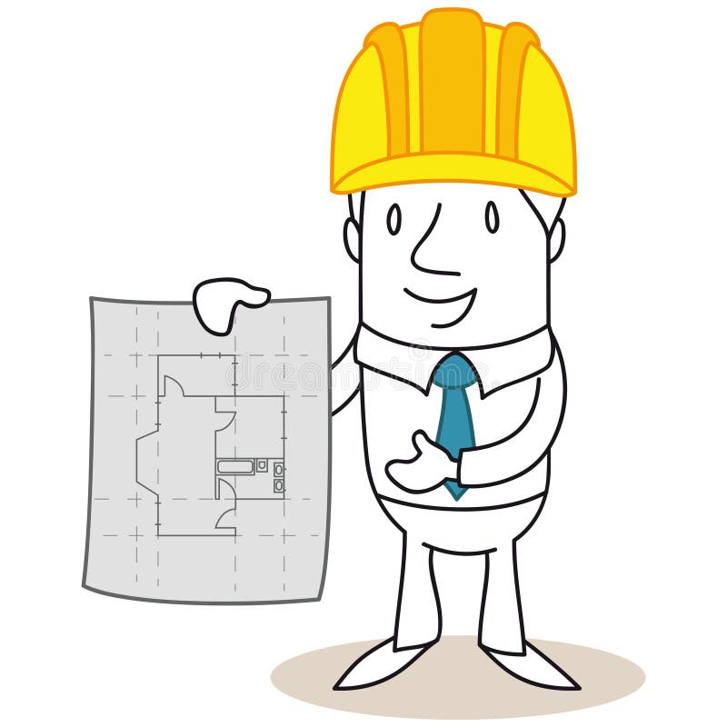 Cartoon Architect Construction Manager Building Plan Stock Vector ...