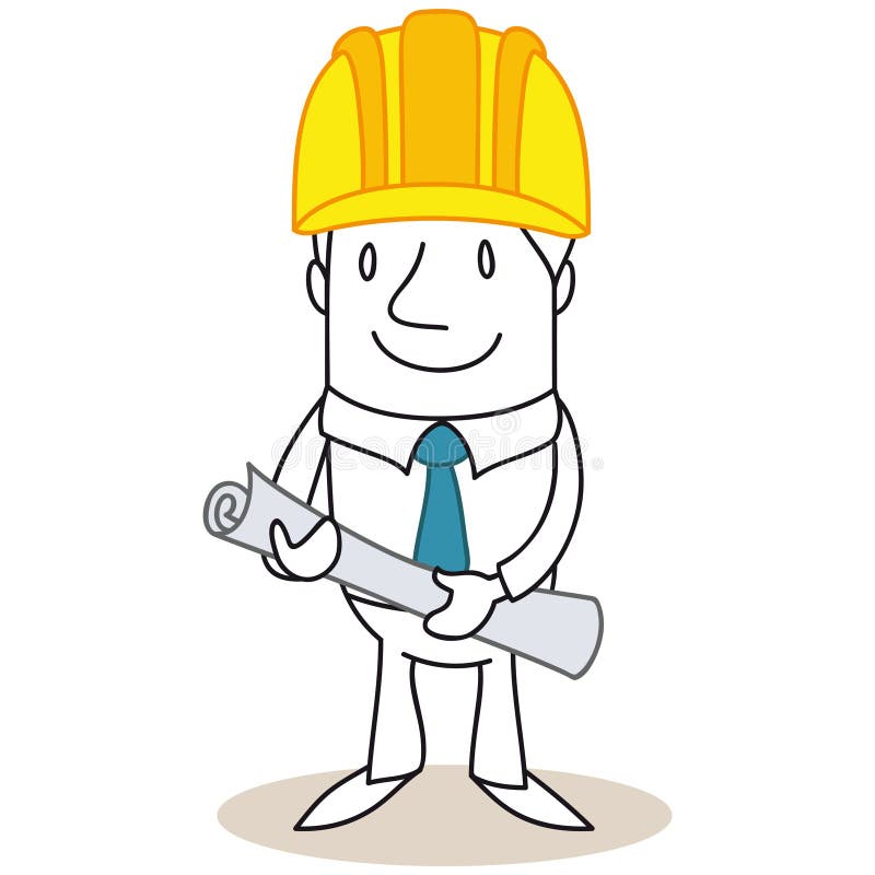 Cartoon Architect Construction Manager Holding Plans Stock Vector ...